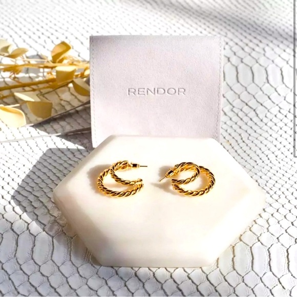 Rendor | Jewelry | Rendor 4k 18k Gold Plated Victorian Hoop Earrings ...